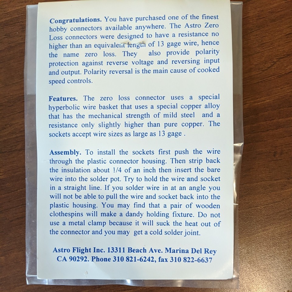 Astro Zero Loss Connectors - Battery Side Part no. 527. NIP | eBay