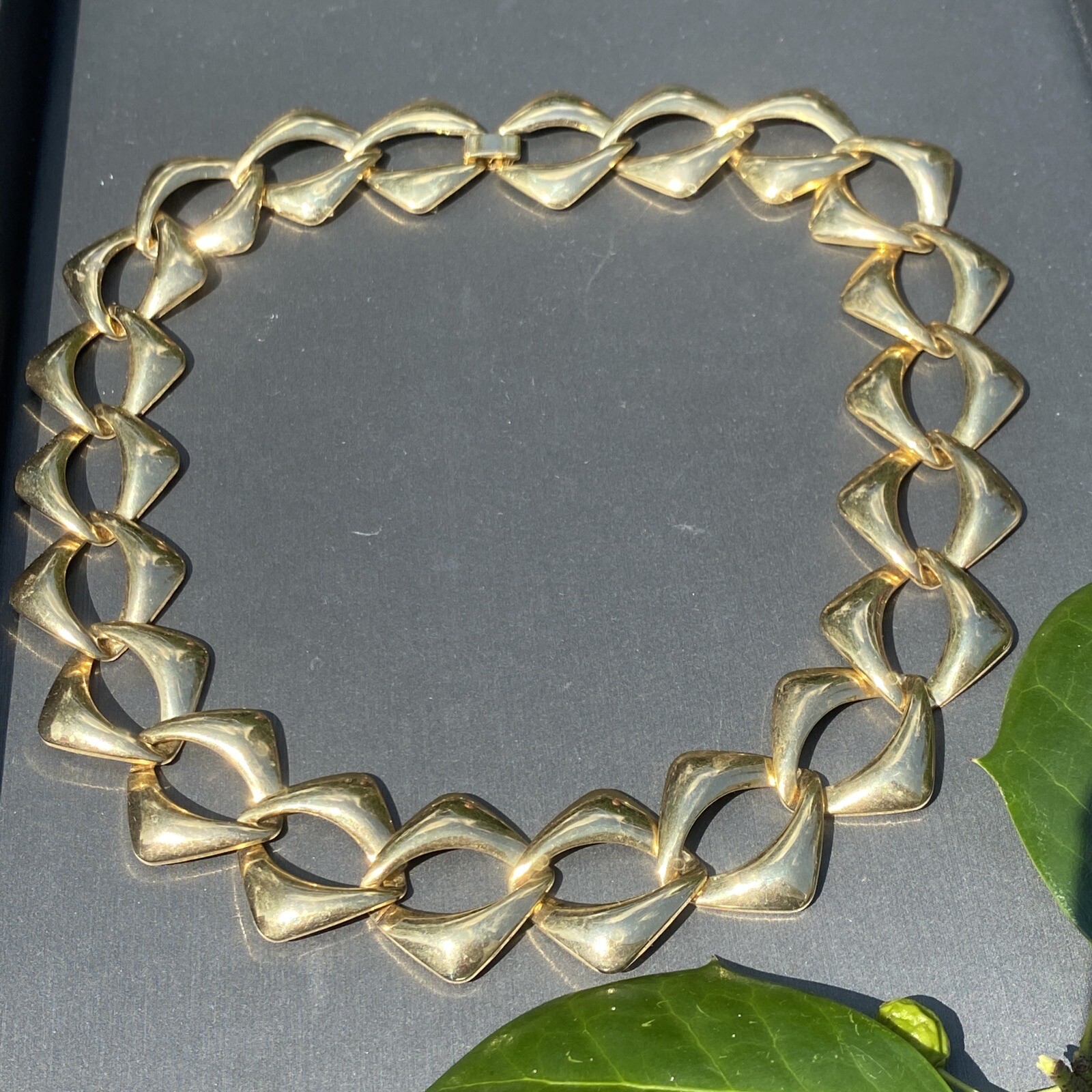 Unusual Gold Vintage Mega Square Cuban Link Choker Ne… - Gem