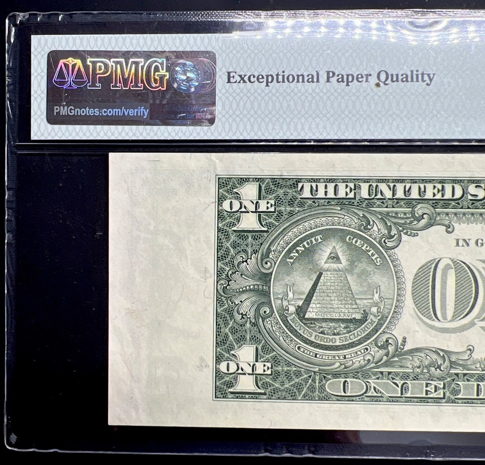 $1 FEDERAL RESERVE NOTE-MISALIGN -END OF ROLL ERROR-PMG#53 EPQ ABOUT ...