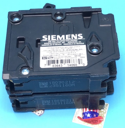 New Circuit Breaker Siemens Q2100 100 Amp 2 Pole 120/240V Plug On | eBay