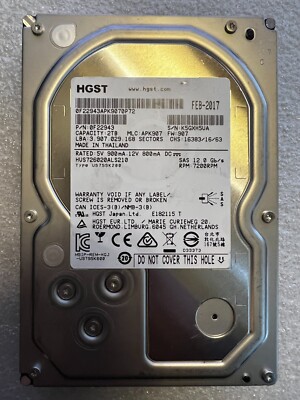 HGST 2TB SAS 12GBPS 7200RPM 3.5in HDD Hard Drive HUS726020ALS210 P/N ...