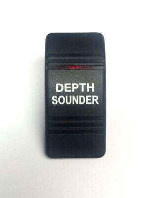 Euro Rocker Switch Cover- DEPTH SOUNDER. Black with Red Lens. Contura ...