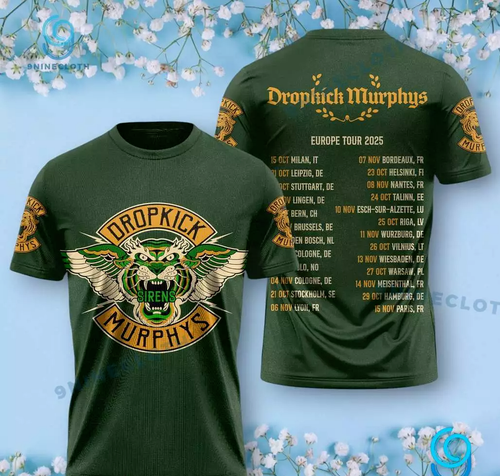 Dropkick Murphys Tiger Sirens Europe Tour 2025 3D T-shirt 2025 Tour 3D ...