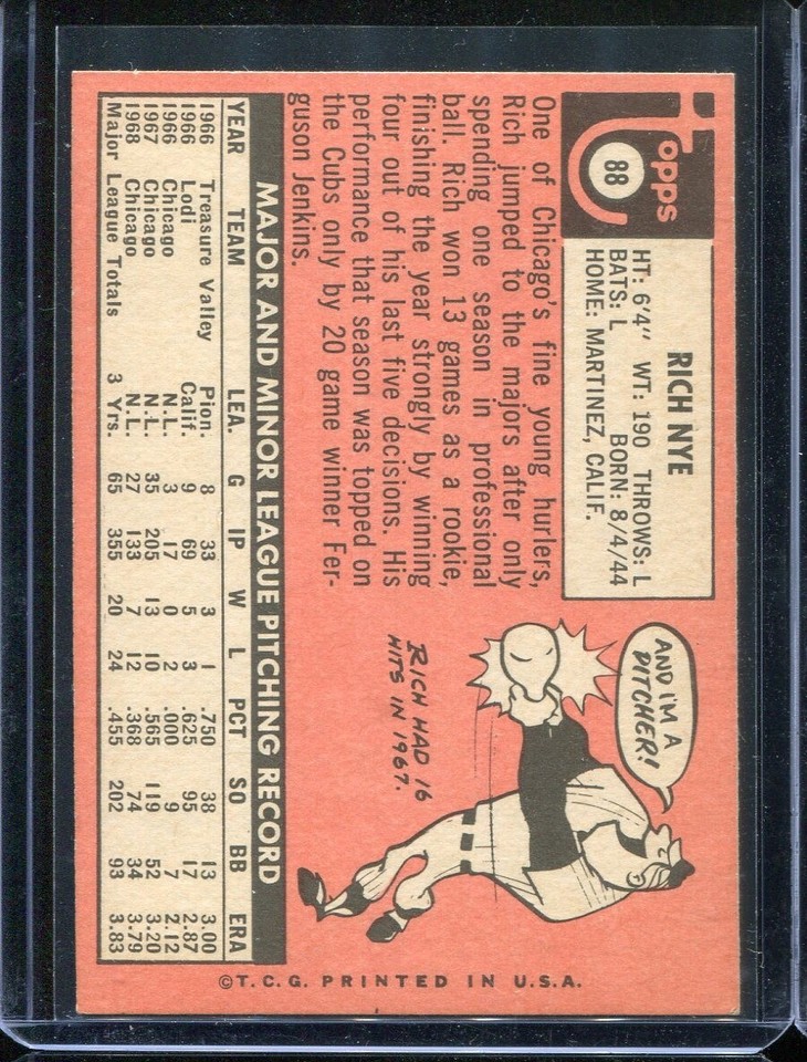1969 Topps Baseball # 88 Rich Nye (NM-MT) Near Mint to Mint | eBay