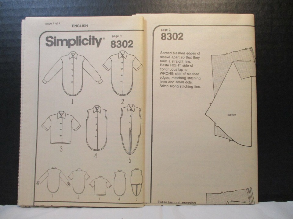 Simplicity Pattern 8302 Misses Size HH (6-12) Button Front Shirt Uncut ...