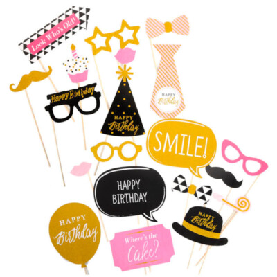 Photo Booth Props Happy Birthday Party Decorations Games | eBay Australia