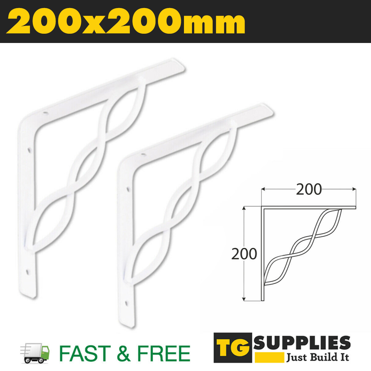 Reinforced Shelf Brackets Support Wall Bracket White Strong decorative ...