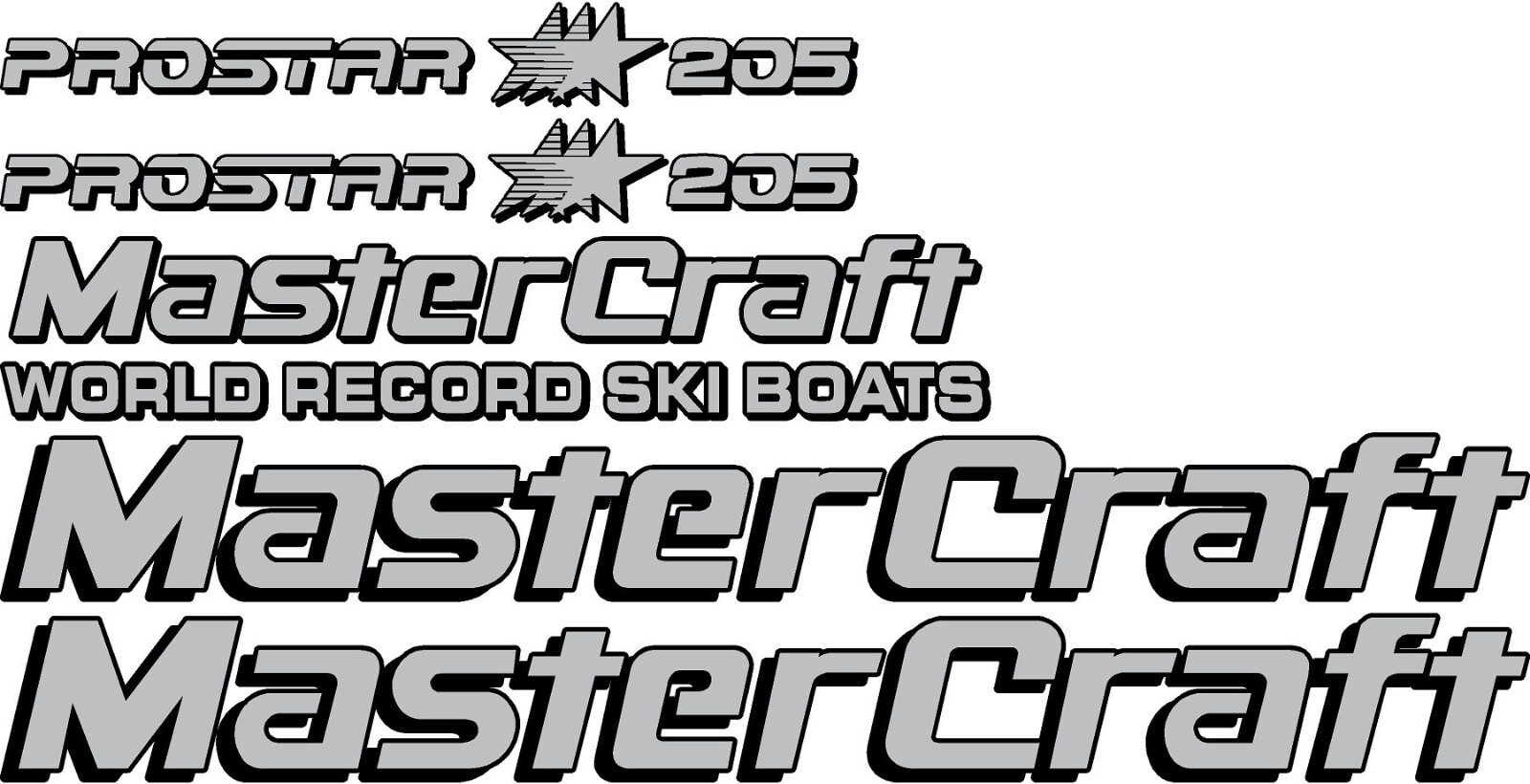 Black and Silver MasterCraft Prostar 205 Decals Full set #1 | eBay