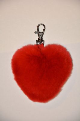 NEW RED Sheared Rex Fur Heart Style Custom Genuine Fur Key Chain KEY ...