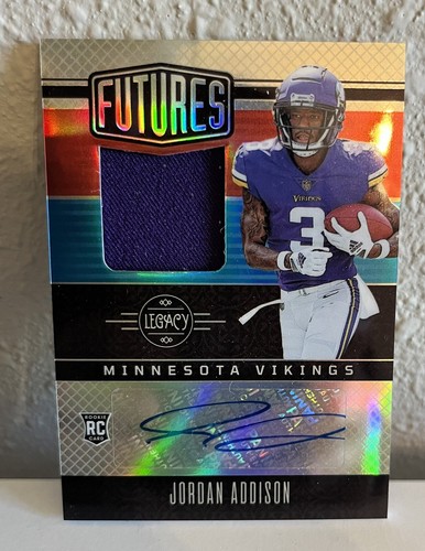 2023 Panini Legacy JORDAN ADDISON Futures Rookie Patch Auto RPA Vikings ...