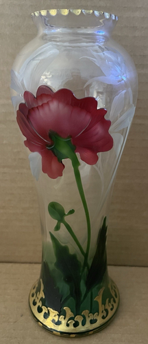 Vintage MOSER Art Nouveau Glass Poppy Floral Vase Gold Decorated | eBay