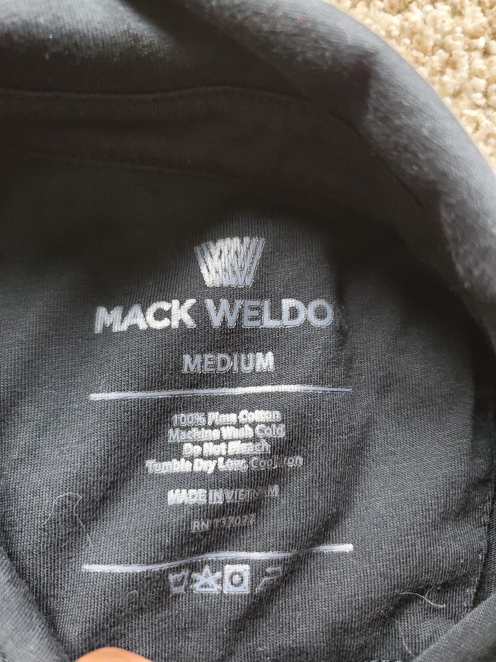 Mack Weldon Polo Shirt Mens Medium Black Short Sleeve Cotton For Daily ...