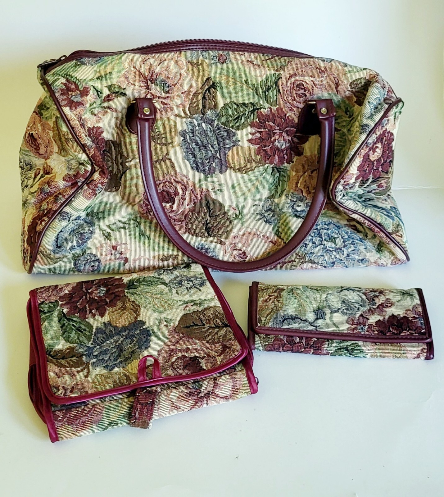Vtg Jafra Tapestry Bag Set Rare VHTF Set Weekender Ba… - Gem