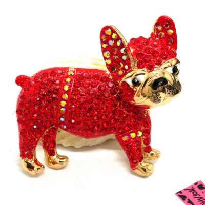 Hot Fashion Women Red Bling Bulldog Dog Animal Crystal Charm Brooch Pin ...