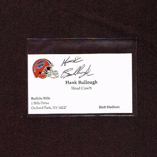 Hank Bullough Signed Business Card Buffalo Bills Autograph Auto ...