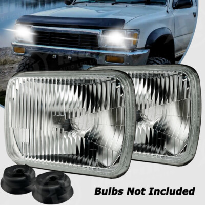 7x6" Rectangular Chrome Factory Style Type Housing Beam Headlight Bulb ...