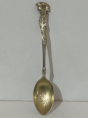 Reed & Barton “Harlequin” Sterling Silver Demitasse Spoon W/ Gold Wash ...