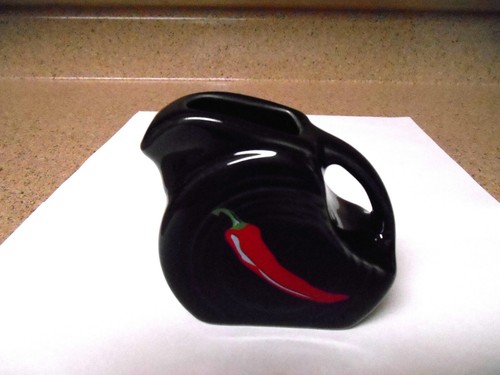 FIESTA MINI DISC PITCHER BLACK WITH RED PEPPER BETTY CROCKER RARE | eBay