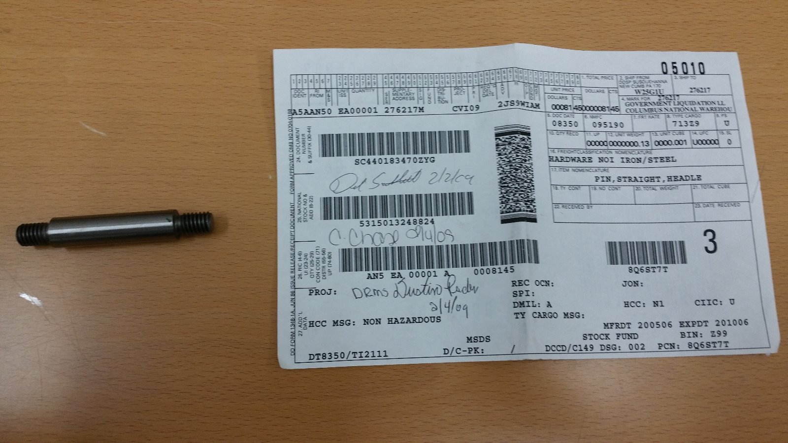 LA-64100-2, NSN:5315-01-324-8824, PIN,STRAIGHT,HEADLESS | eBay
