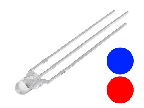 DUO LED 3mm Bi-Color rot / blau klar 3-pin gemeinsame Anode LEDs 20 ...