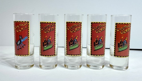 Set of 5 Jose Cuervo Gold Tequila Shooters Tall 2 Oz Bar Shot Glass - 2 ...