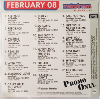 Promo Only CD - Mainstream Radio Series - February 2008 - Promotional ...