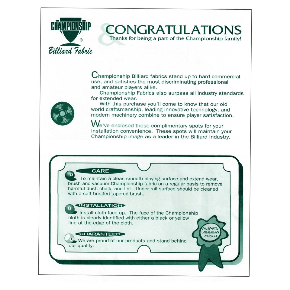 7' Championship Valley Teflon Ultra Billiard Pool Table Cloth - Steel ...