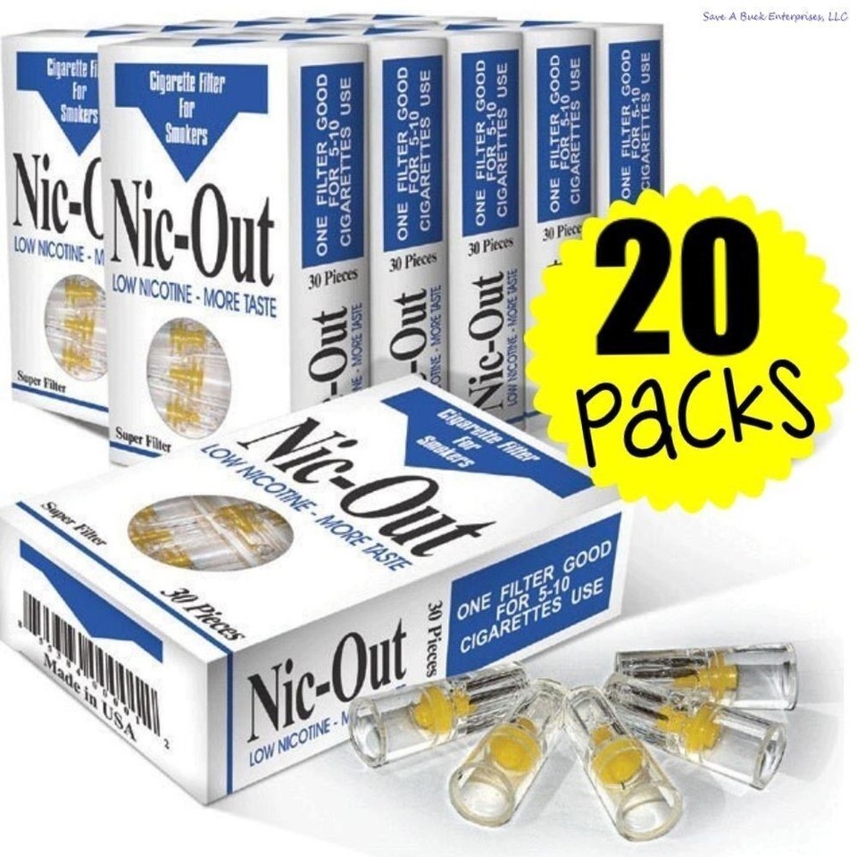 20 TOTAL NIC-OUT Cigarette Filters packs, Less Tar and Nicotine (600 ...