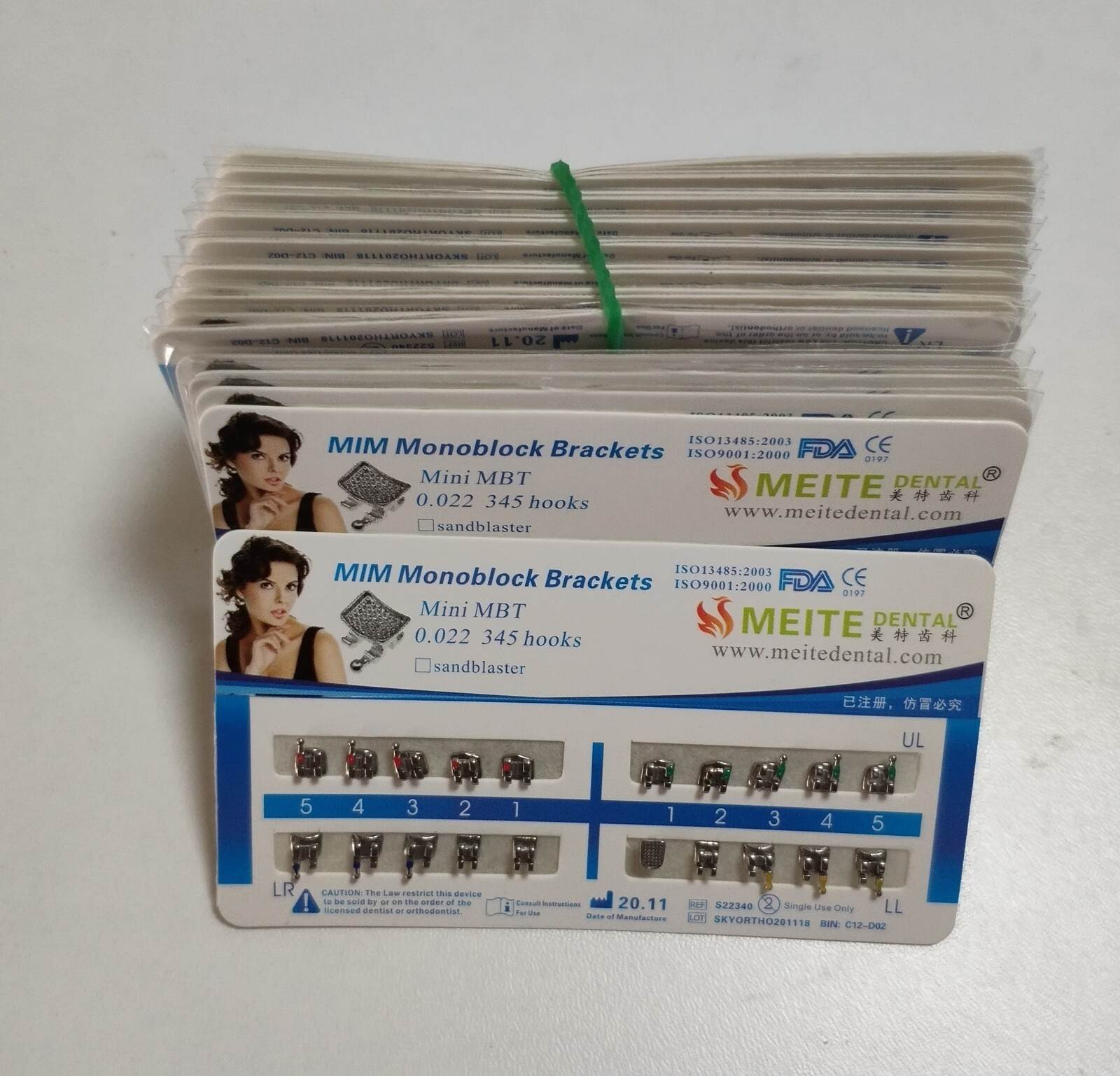 20 Sets Dental Orthodontics MIM Monoblock Metal Brackets Mini MBT 022 ...