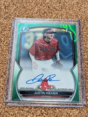 2023 Bowman Chrome Draft Justin Riemer Green Lava Refractor 1st Auto ...