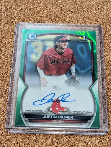 2023 Bowman Chrome Draft Justin Riemer Green Lava Refractor 1st Auto ...