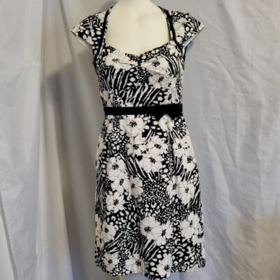 Spense Dress, Size 8, Black and White Flowers, Retro Style | eBay