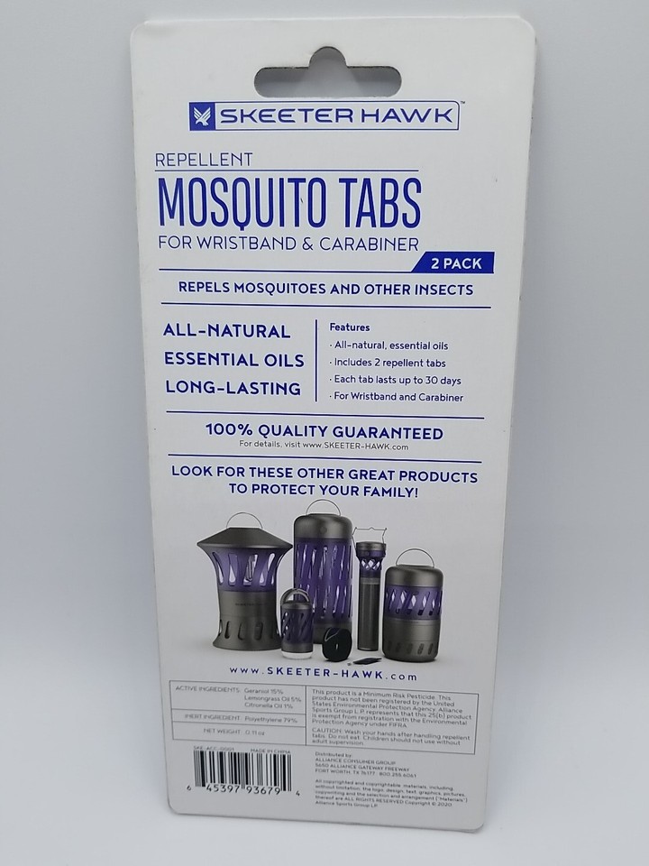 Skeeter Hawk Mosquito Tabs Replacement 2 PK For Wristband Carabiner ...