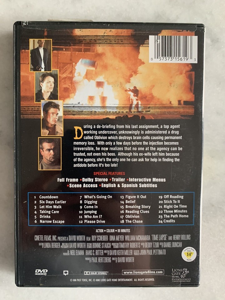 Time Lapse (DVD, 2001) Roy Scheider, Henry Rollins, Dina Myer, Rare OOP ...