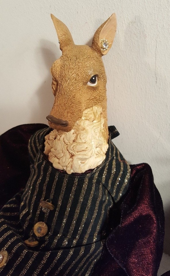 VTG RARE December Diamonds 24" Resin Mr & Miss Poseable Reindeer Dolls ...