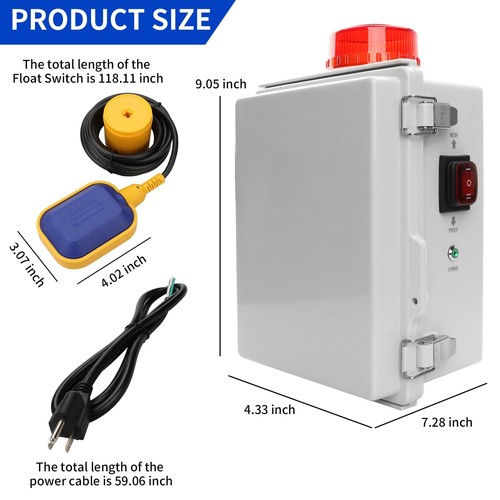Septic Control Panel with Septic Alarm, Pump Circuit Breaker, 14 AWG ...