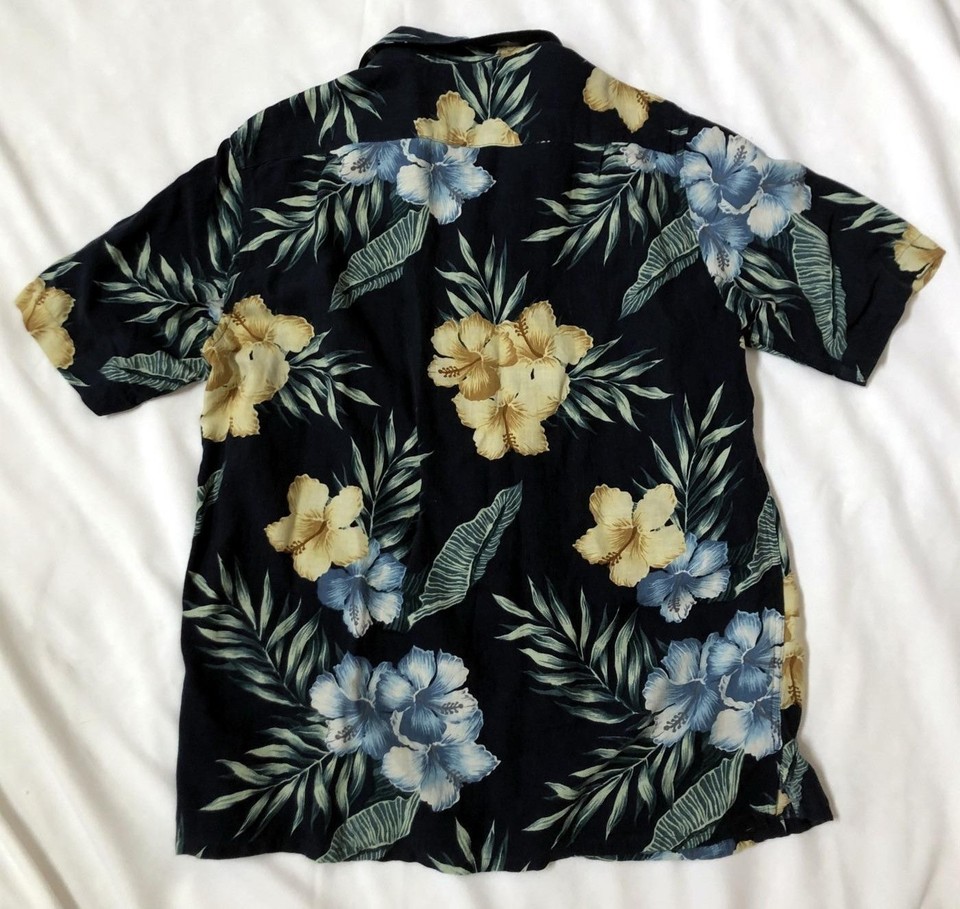 Vintage Silk Circa 1969 ~ Hawaiian Luau Floral Button Short Sleeve ...