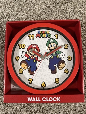 NEW Super Mario Bros. MARIO/LUIGI 10" Diameter Analog Wall Clock w/Red ...