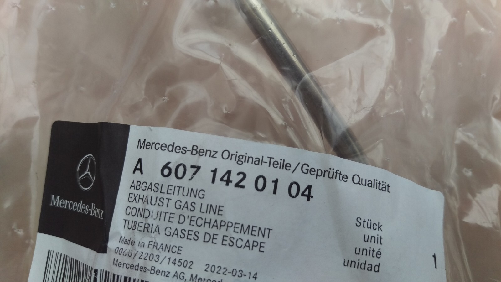 MERCEDES A CLASS W177 EXHAUST GAS LINE DIESEL NEW P/N: A6071420104 ...