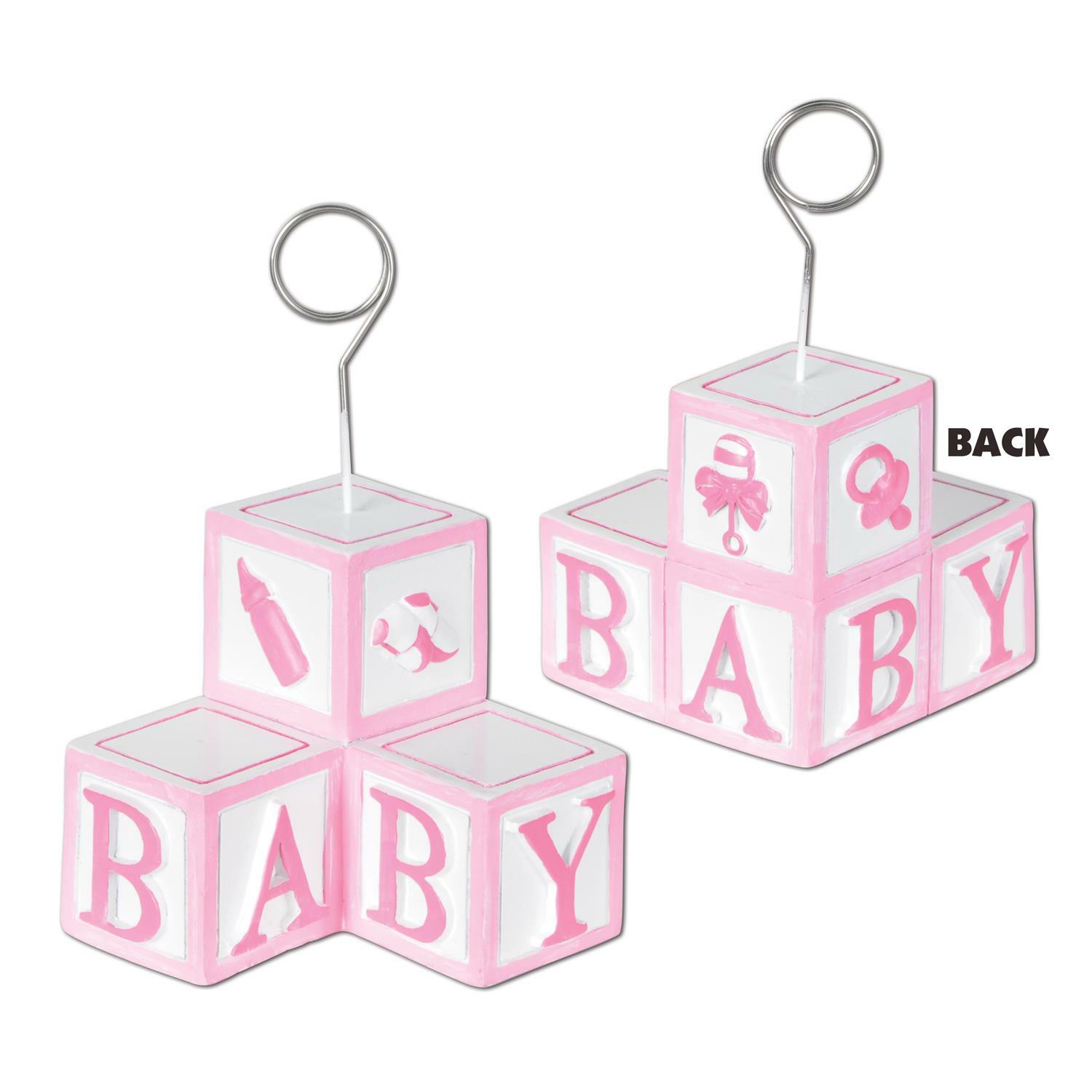 PINK BABY BLOCKS BALLOON / PHOTO HOLDER BABY SHOWER DECORATION | eBay UK