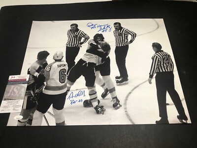 JSA TERRY O'REILLY & DAVE SCHULTZ SIGNED 16X20 AUTOGRAPHED FIGHT PHOTO ...
