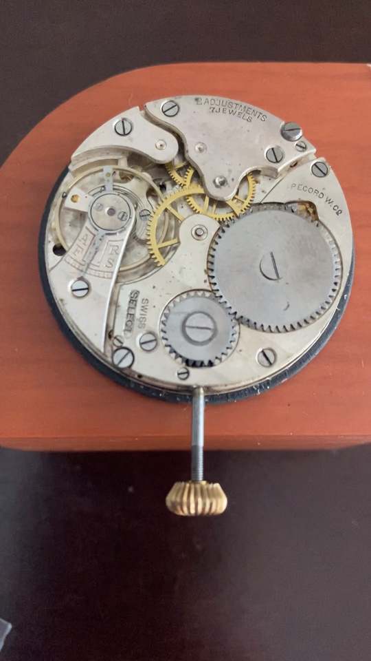 VINTAGE 39.70MM RECORD POCKET WATCH MOVEMENT, SELECT SWISS, HAS STEM ...