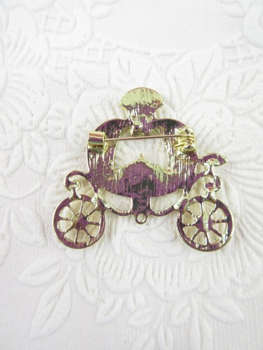 Rhinestone Pumpkin Coach Pin Brooch Cinderellas Carriage Gold Jacket ...