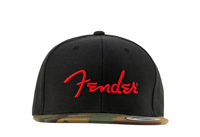 Fender Black & Camo Flatbill Hat. Red Logo. Adjustable. New with tags ...