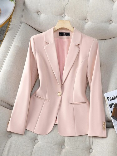 Women Formal Blazer Ladies Pink Work Wear Jacket Coat Autumn Winter | eBay