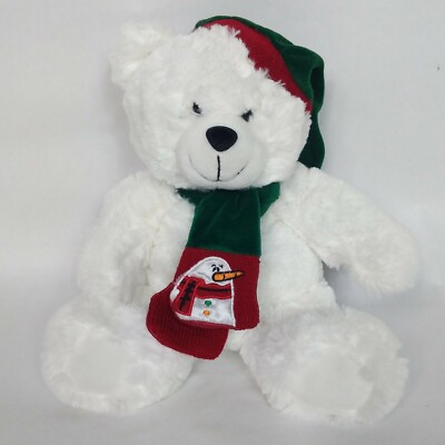 Schnucks Christmas Teddy Bear Plush Scarf Hat Stuffed Animal 11" | eBay