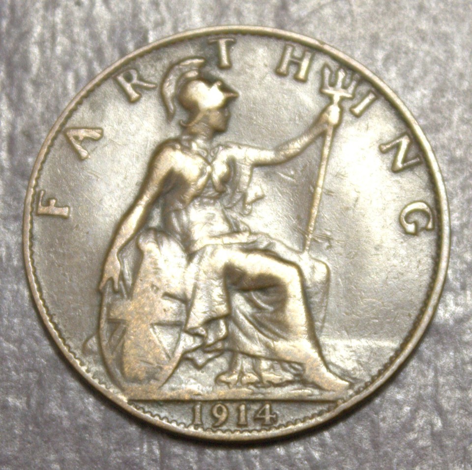 1914 Farthing King George V Great Britain Coin VF Lot F22 | eBay