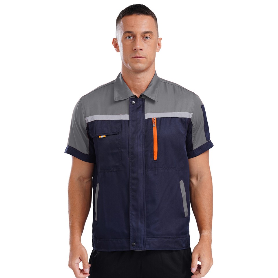 Mens Tops Mechanic Jacket With Pockets Shirt Engineering Workwear ...