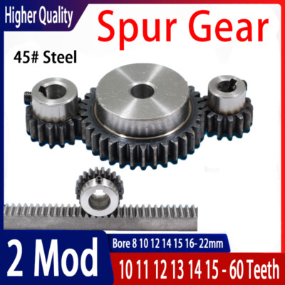 2 Mod 10-60 Teeth Precision Spur Pinion Gear With Step 45# Steel Motor ...