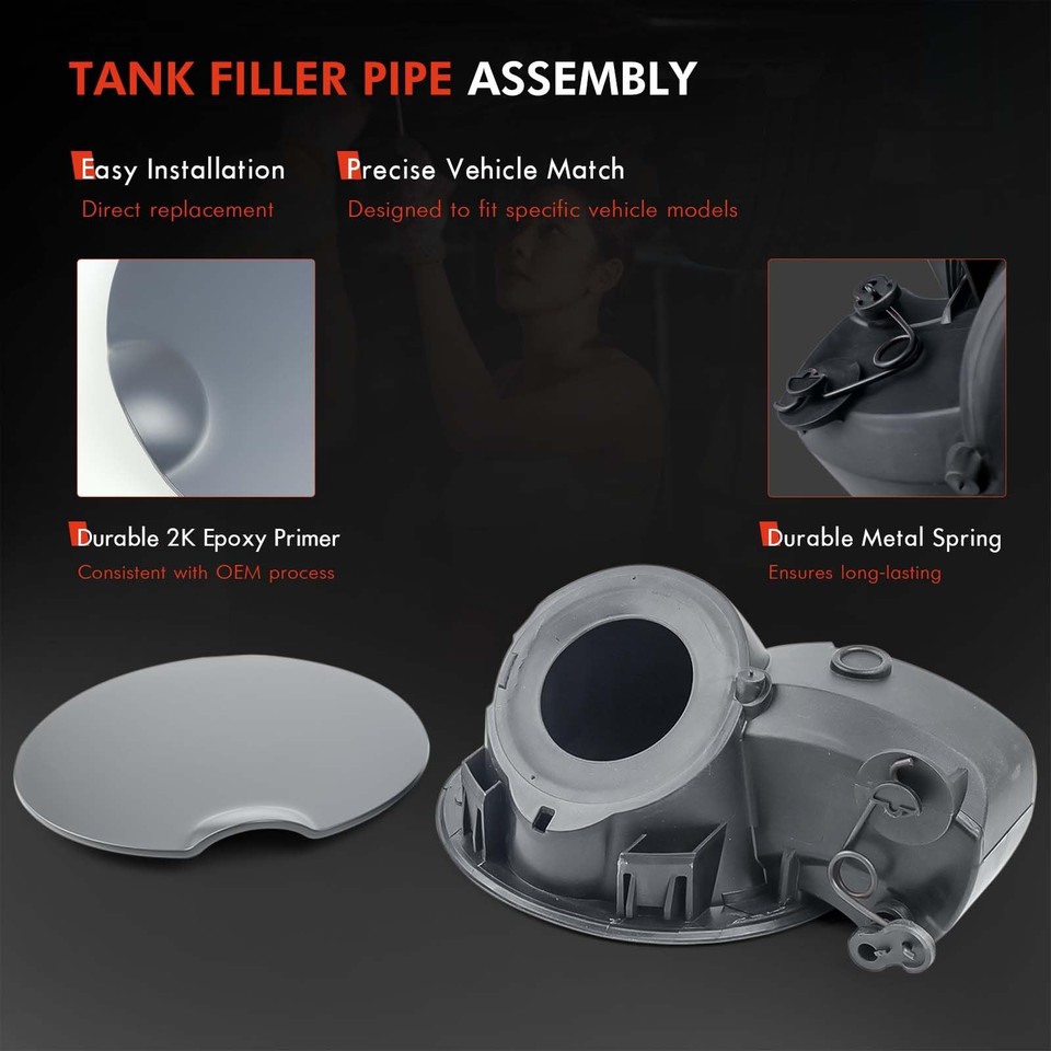 FL3Z-9927936-A Fuel Tank Filler Pipe Housing with Cap Door & Hinge Fit ...